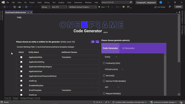 OneFrame Code Generator - Visual Studio Marketplace